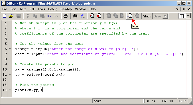 Screen Shot Of A Script To Plot Polynomials